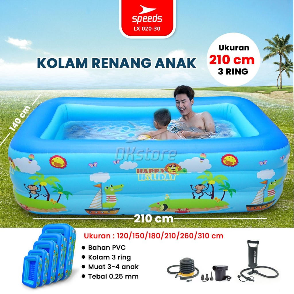 Jual SPEEDS Kolam Renang Anak 210x140x56cm Kolam Renang Portable Tiup ...