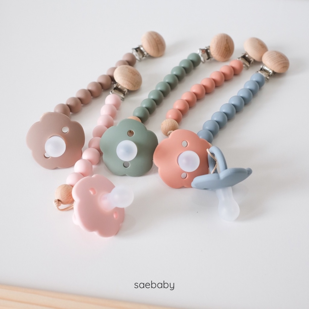Jual SAE - Daisy Premium Silicone Pacifier + Pacifier Clip , Empeng ...
