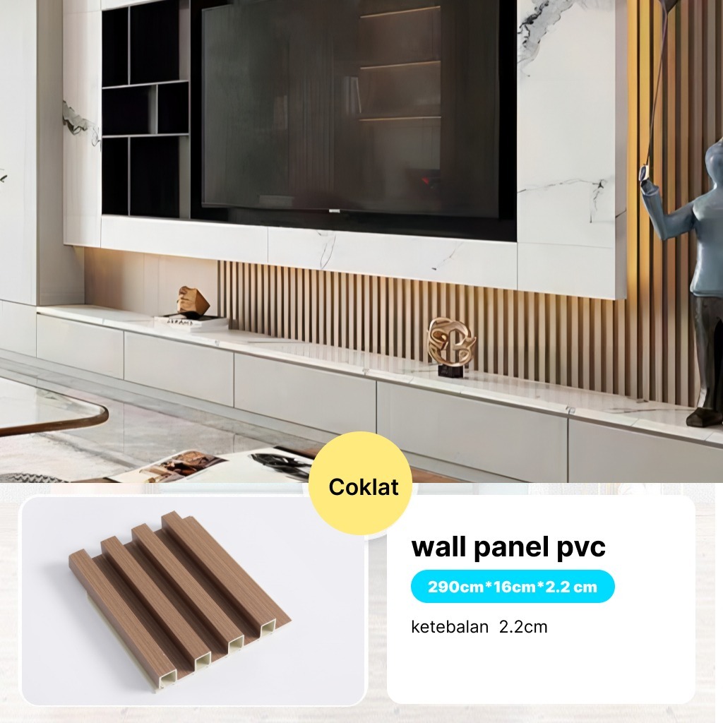 Jual [2.9 meter x 16 cm] Wood Panel WPC / Wall Panel PVC / Kisi-Kisi ...