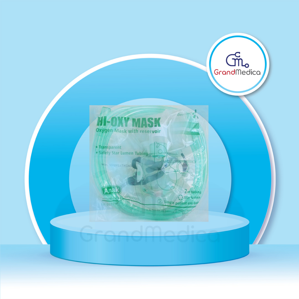 Jual Hi Oxygen Mask Anak Besmed/ Masker NRM / Non Rebreathing Mask / Hi ...