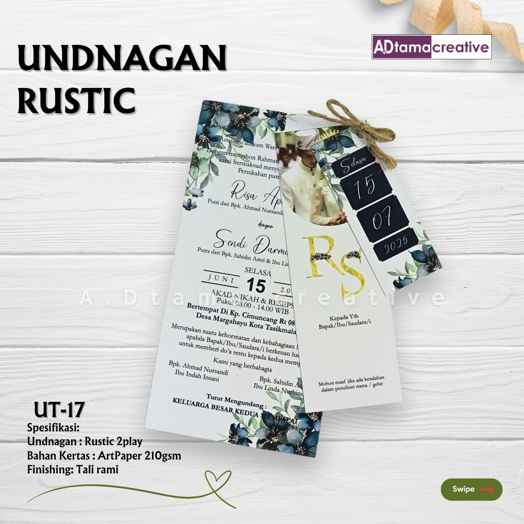 Jual Undangan Tali Rami 17 / Undangan Pernikahan / Undangan cetak ...