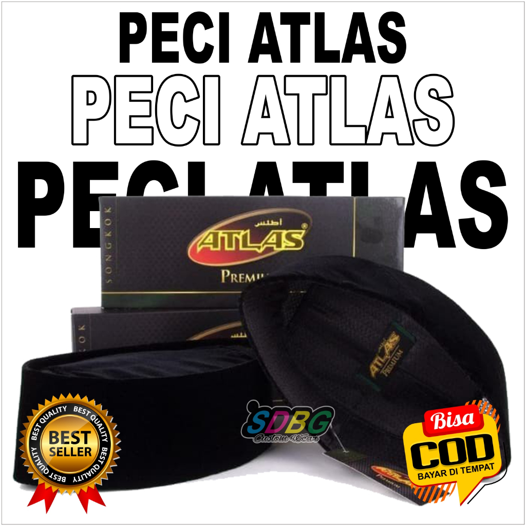 Jual Peci Songkok kopiah hitam ATLAS premium ac - kopiah ATLAS ac bahan ...