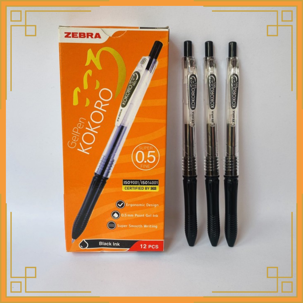 Jual ZEBRA Pena Kokoro Gel 0.5 dan Kokoro Sweet Hitam 0.5 (Per Pcs) | Shopee Indonesia