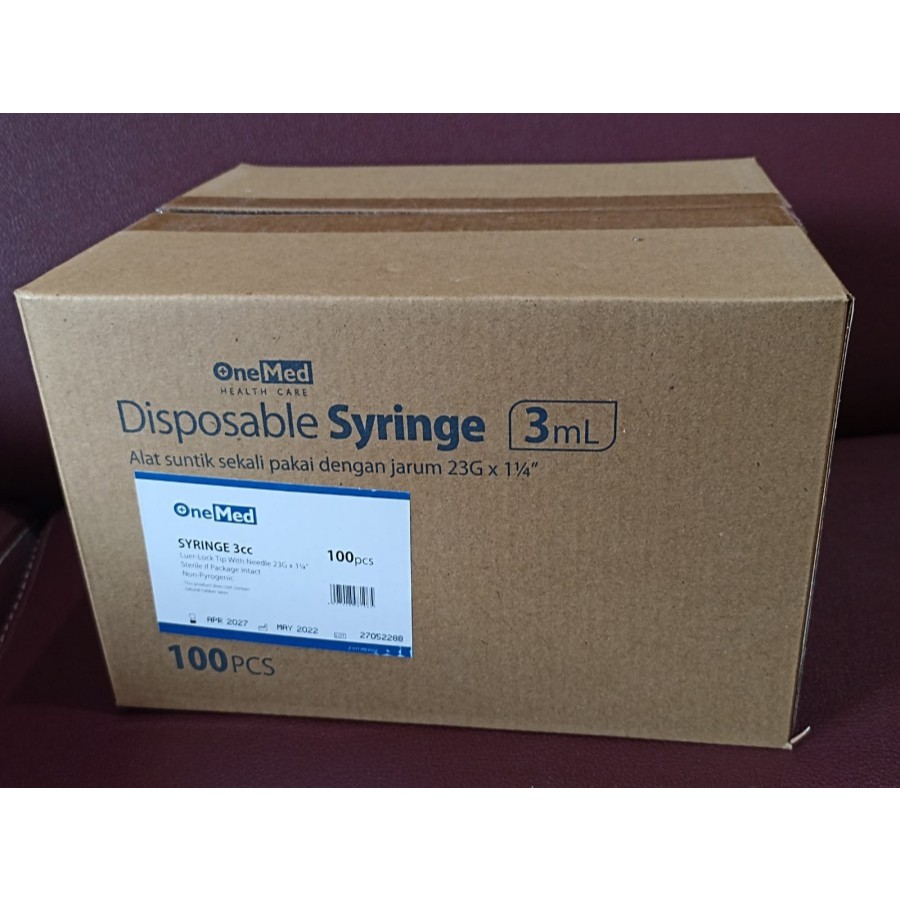 Jual Spuit 3cc Onemed - Disposable syringe 3ml 1 BOX ISI 100 PCS ...
