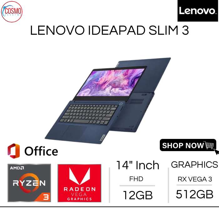 Jual LENOVO IDEAPAD SLIM 3 AMD RYZEN 3-3250U | RAM 12GB SSD 512GBGB | 14" FHD | Shopee Indonesia