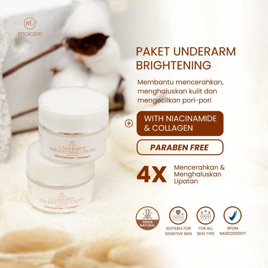 Jual MOICARE PAKET BUNDLING 2 PCS Underarm Cream Whitening Niacinamide ...