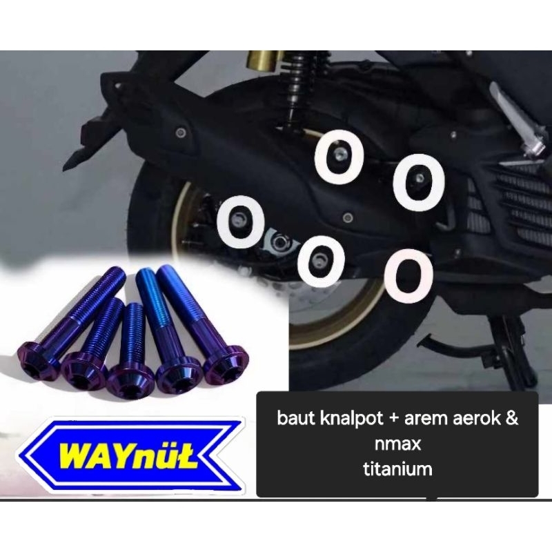 Jual Baut knalpot + arem nmax / aerok titanium ( 5 biji ) | Shopee Indonesia
