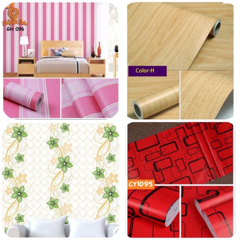Jual Wallpaper Dinding Kamar Wallpaper Salur Wallstiker Dinding Kamar Walstiker Kayu Walpaper ...
