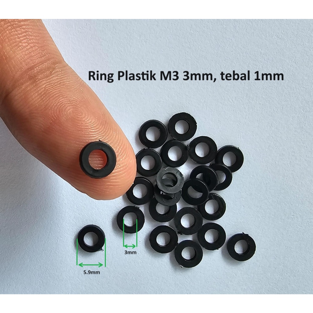 Jual Ring Plastik M3 3mm Hitam Black Flat Nylon Washer Spacer 3mmx6x1mm ...