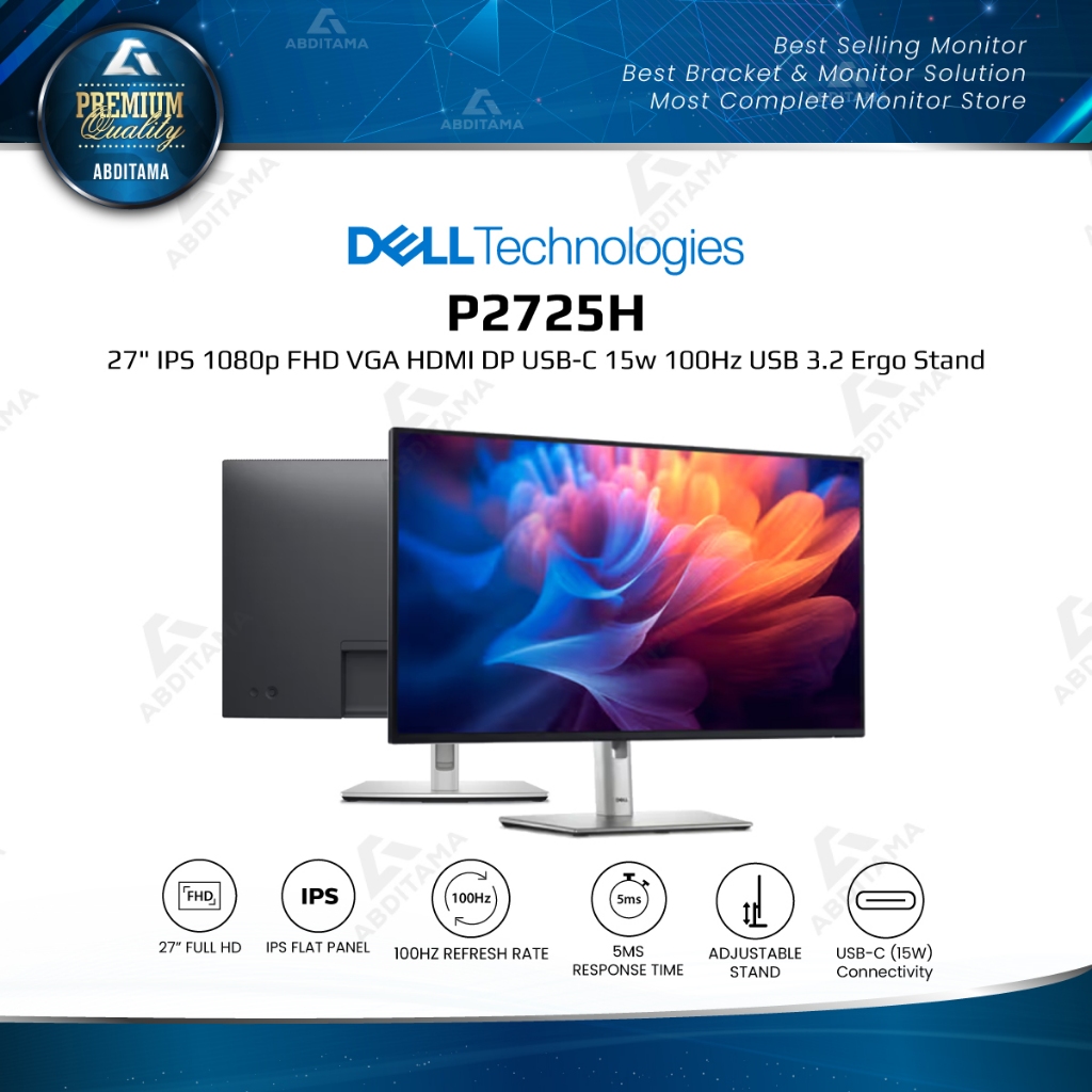 Jual Monitor LED Dell Proffessional P2725H 27" IPS 1080p FHD VGA HDMI ...
