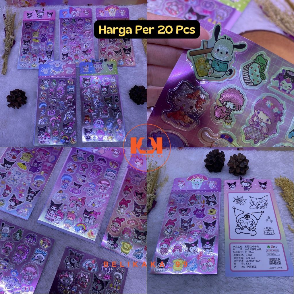 Jual (20 PCS) STICKER HOLOGRAM + MEWARNAI MOTIF SANRIO MELODY KUROMI ...