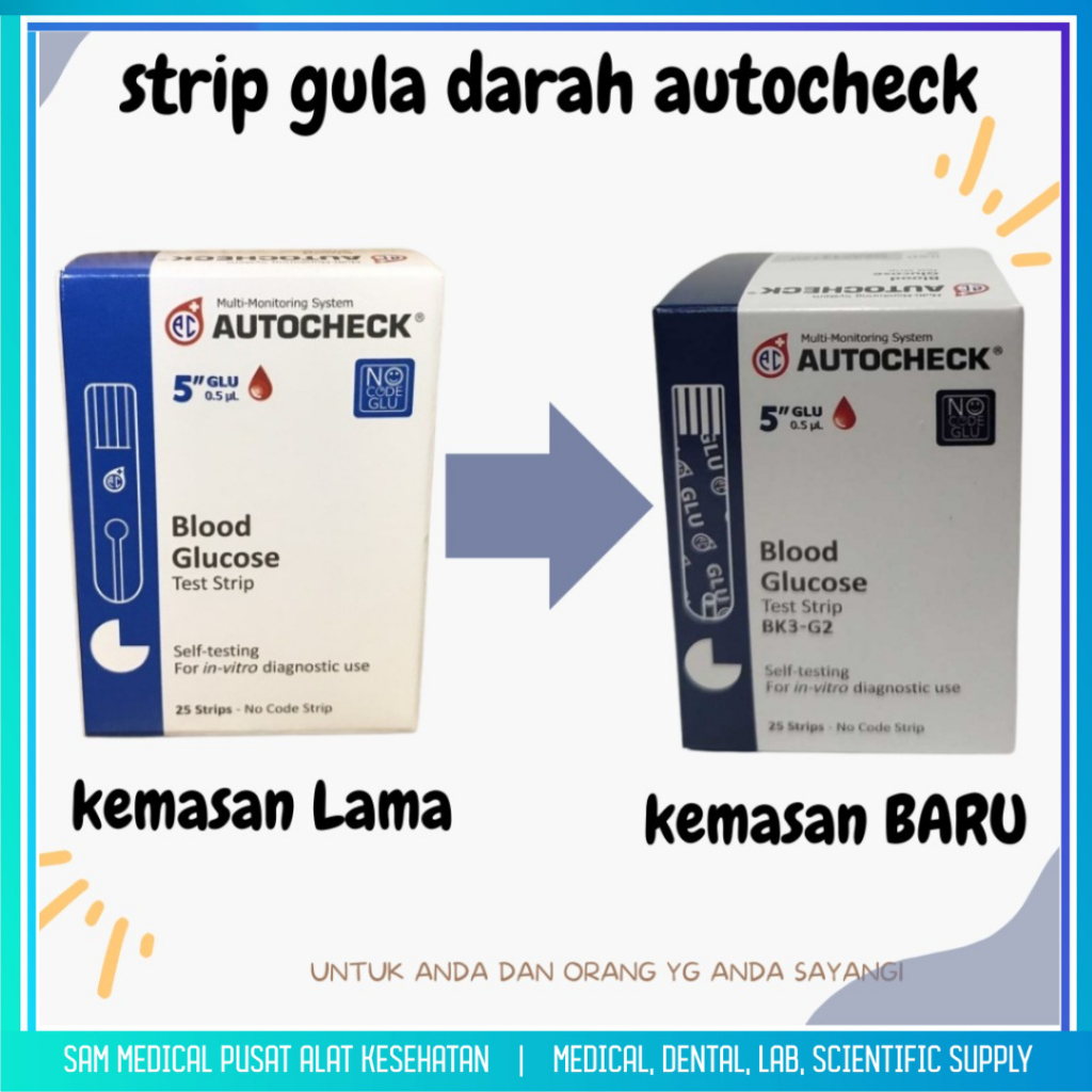 Jual Autocheck Strip Gula darah Strip Glucosa @ 25 strips / Bood ...