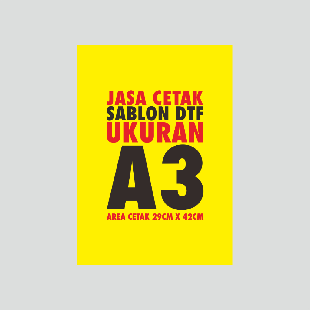 Jual [ NON COD ] Jasa Cetak Sablon Setrika DTF Ukuran A3 | Shopee Indonesia
