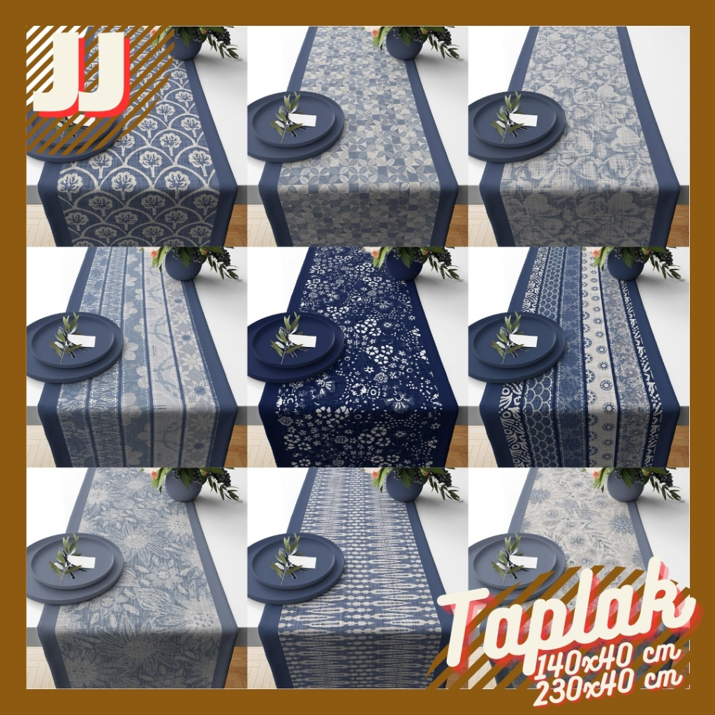 Jual TABLE RUNNER TAPLAK MEJA PRINT MOTIF WASHED DENIM BLUE 140X40 DAN ...