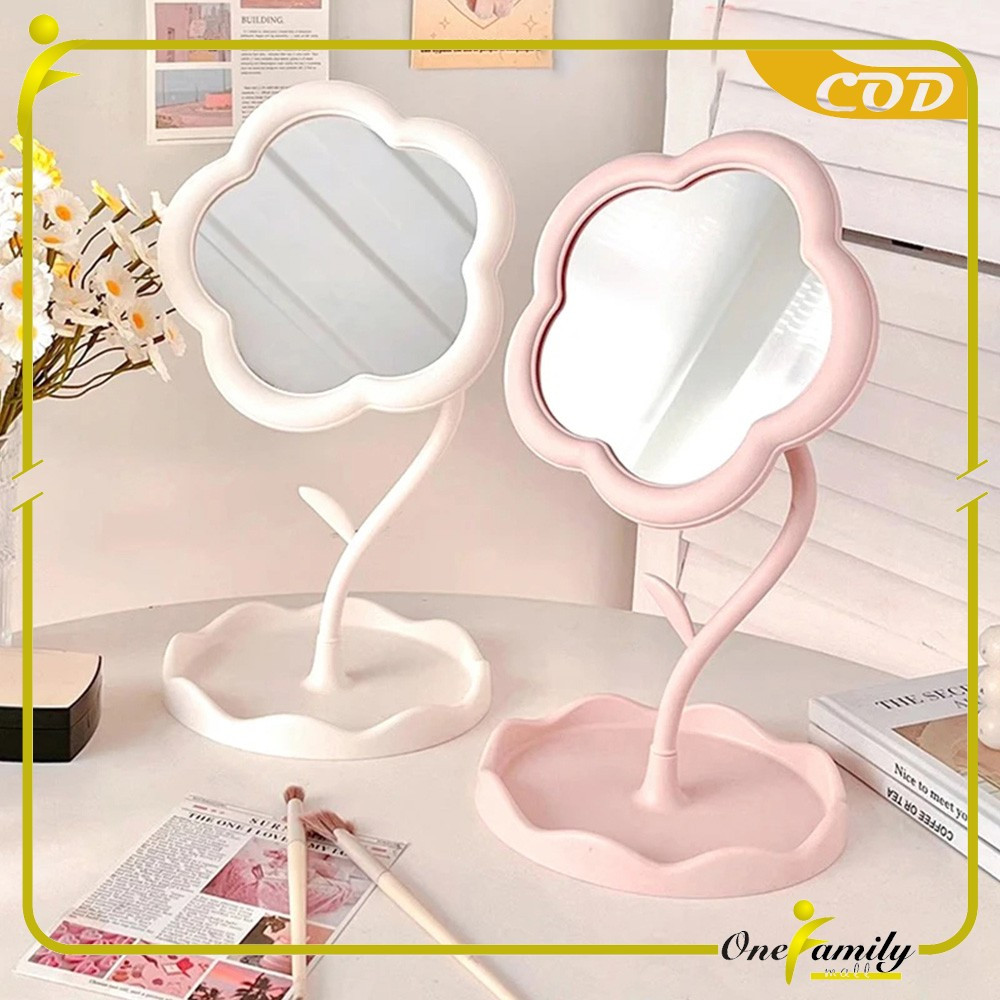 Jual ONE-K181 Cermin Aesthetic Stand Mirorr Flower Kaca Meja Rias ...