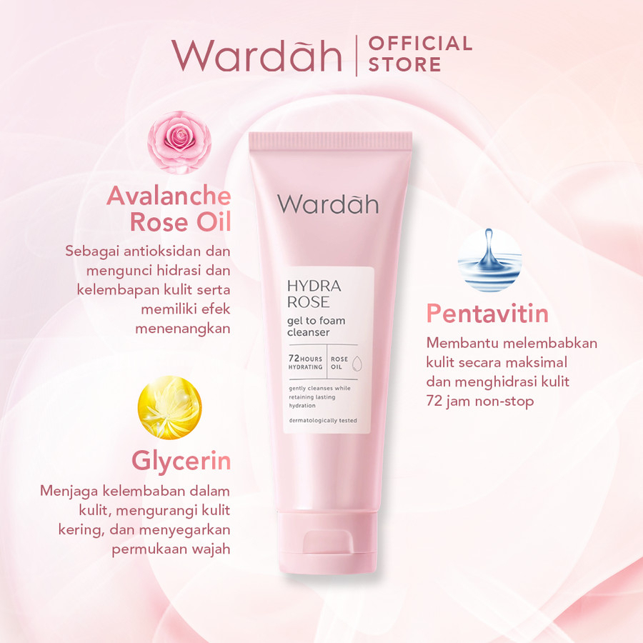 Jual KG Wardah Hydra Rose Gel To Foam Cleanser Sabun Muka MAWAR 100 ML ...