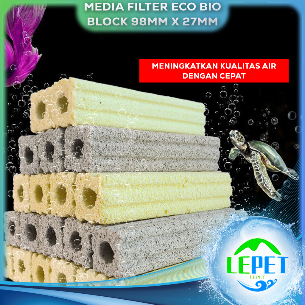 Jual LEPET MEDIA FILTER ECO BIO BLOCK 98mm x 27mm RUMAH BAKTERI MOMOGI ...