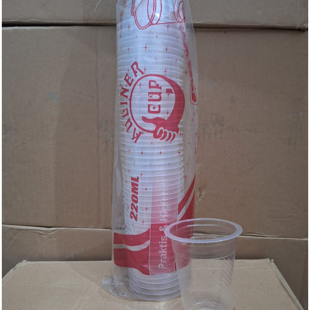 Jual Gelas Plastik Cup Aqua kuliner isi 50pc Gelas Kopi Gelas Cup Susu 220ML | Shopee Indonesia