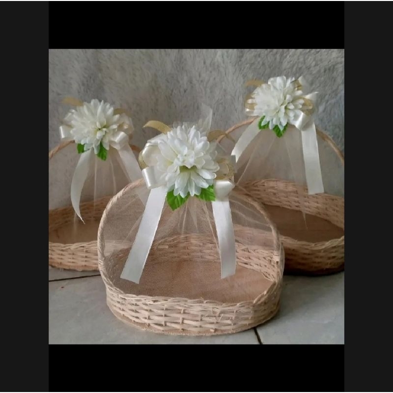 Jual Keranjang Rotan Seserahan Model Ombak Paket Murah kain Tile Pita ...