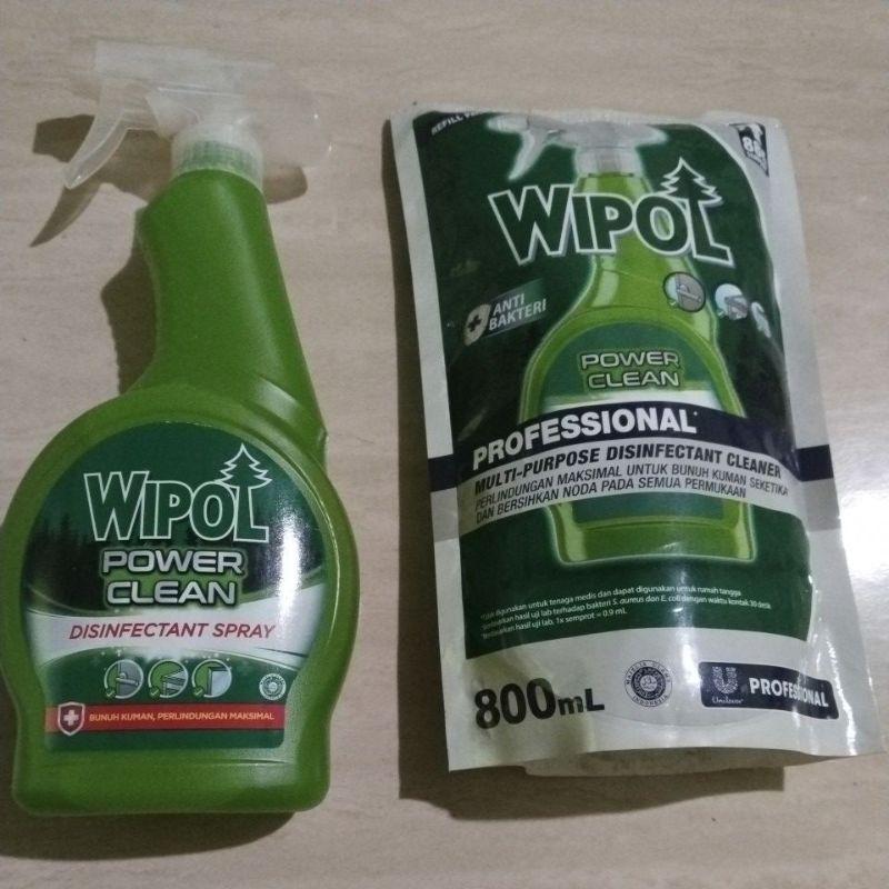 Jual Wipol power clean disinfectant kemasan botol spray 500 ml / pouch ...