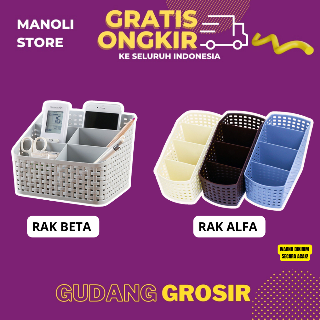Jual Rak Mini Organizer Alfa Beta 4 & 5 Sekat Tempat ATK Random Colour ...
