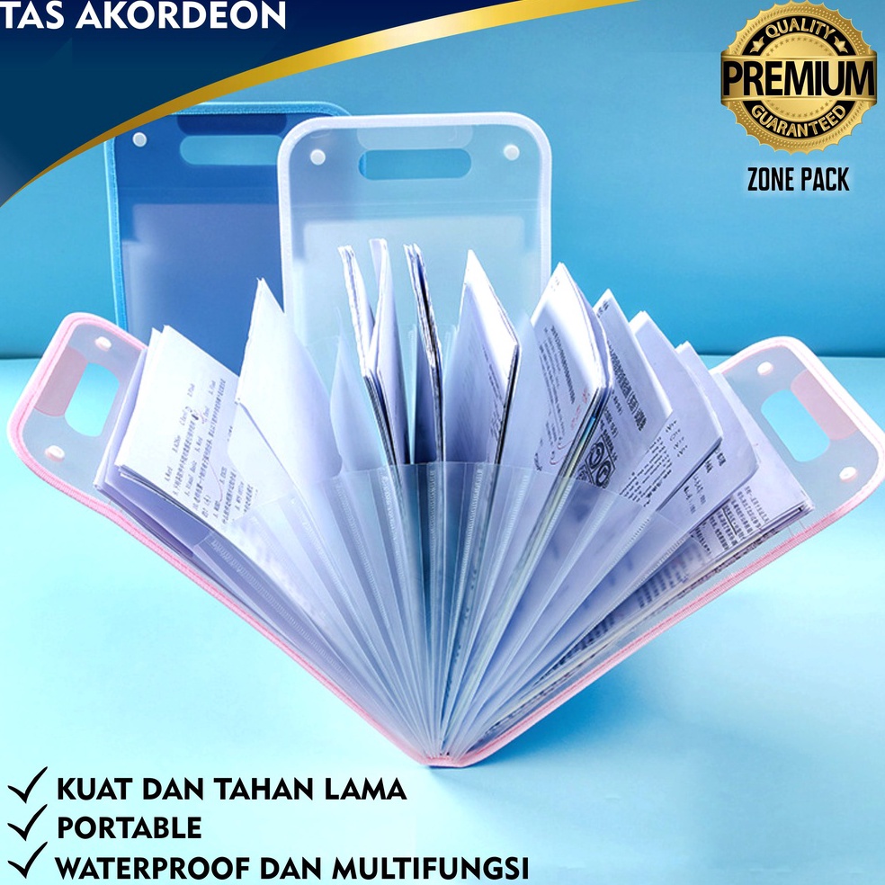 Jual KODE F97I Tas File Akordeon Tas File Handle Map File Clear Holder ...