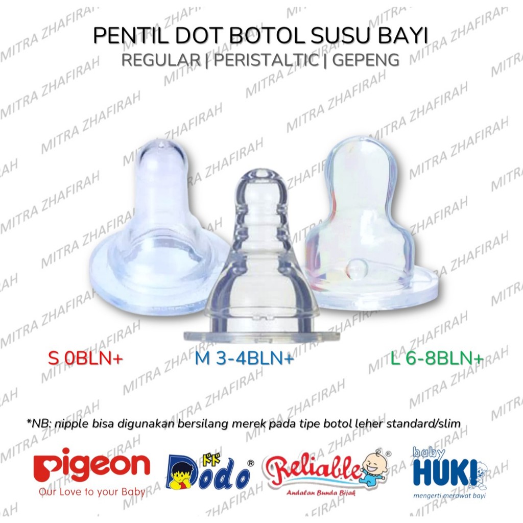 Jual DOT Botol Susu Bayi BULAT GEPENG PERISTALTIC PIGEON HUKI DODO ...