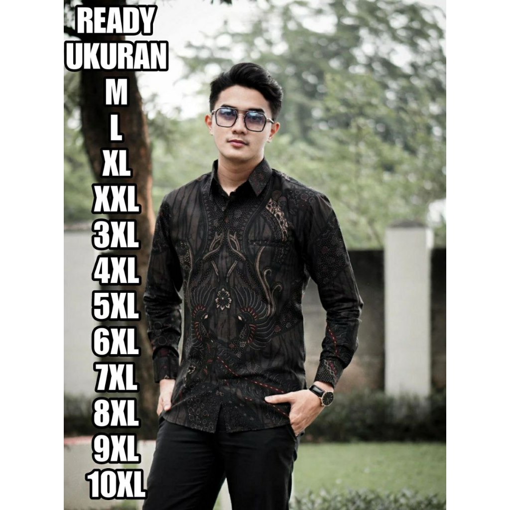 Jual KEMEJA BATIK BIG SIZE JUMBO M L XL XXL 3XL 4XL 5XL 6XL 7XL 8XL 9XL 10XL BATIK WARNA HITAM ...