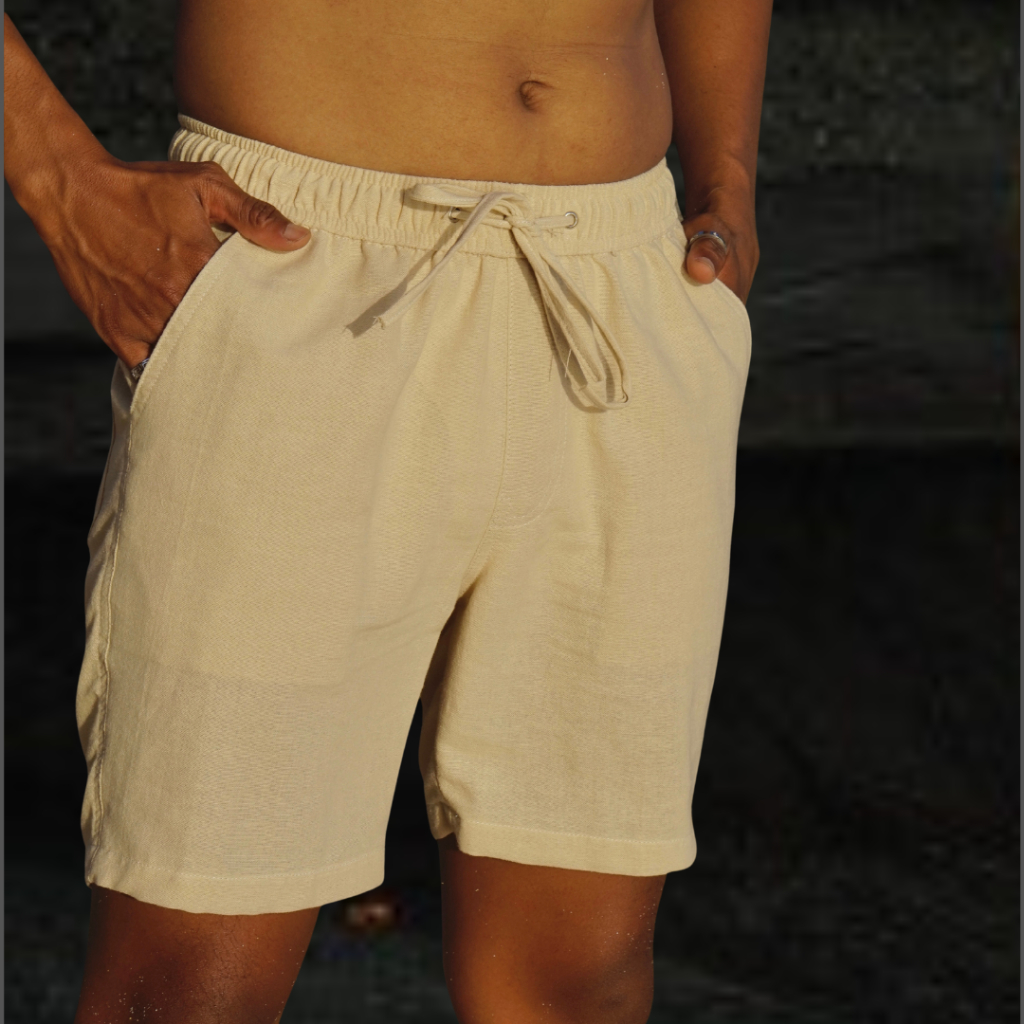 Jual BEACHWELL Celana Pendek Pria Linen Katun - Canggu Series - warna Cream - Celana Linen ...