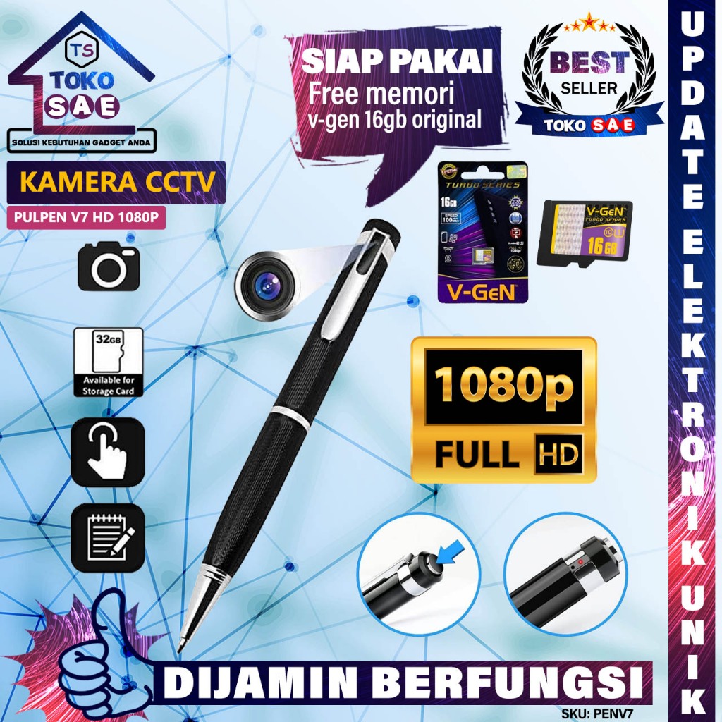 Jual Kamera Mini Pulpen Pen V7 Free Memory 16GB Camera Siap Pakai ...