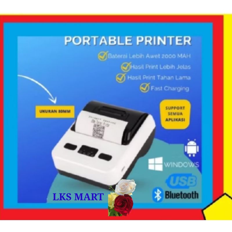 Jual Printer thermal bluetooth Smartcom 88 mm + 20 thermal paper 80x50 ...