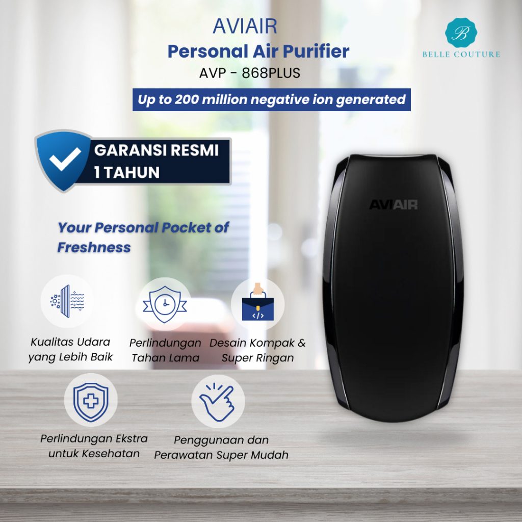Jual Travopur Aviair Black AVP 868 PLUS - 200 JUTA ION Air Purifier Portable Clip On | Shopee ...
