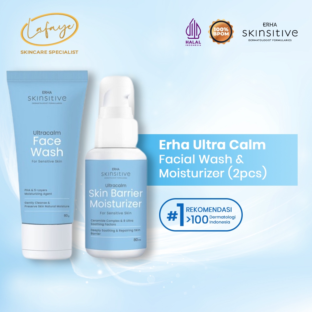 Jual ERHA Skinsitive Ultracalm Face Wash & Face Moisturizer - Sabun dan ...