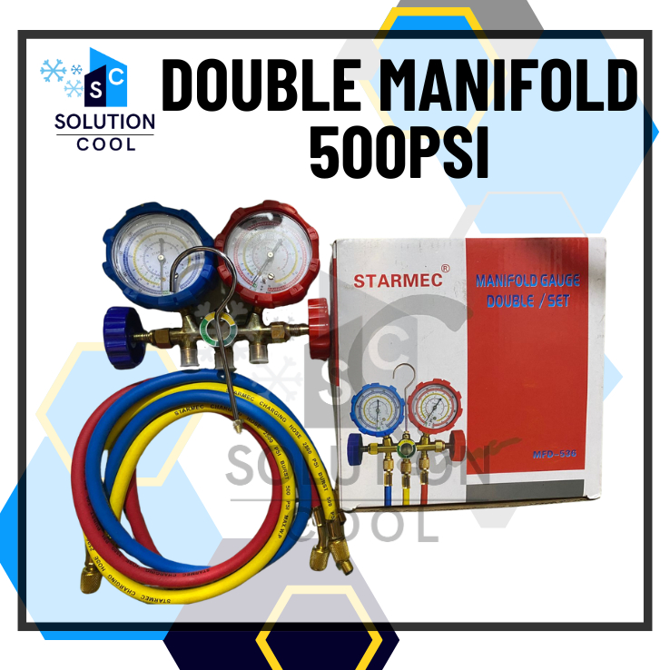 Jual Double Manifold AC Multi 500 - 800psi R22 R32 R410 / Manifold AC ...