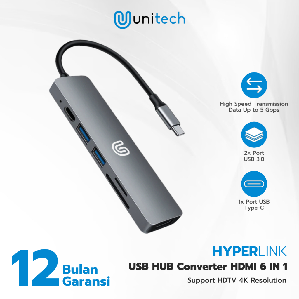 Jual Type C 3.1 to HDMI Hub Converter USB Unitech Micro SD Card 6 in 1 ...