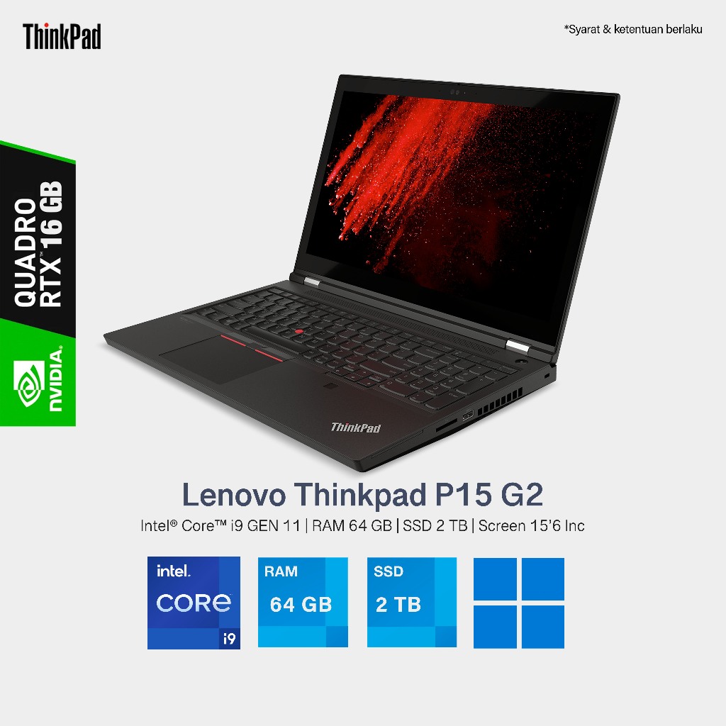 Jual LAPTOP GAMING LENOVO THINPAD P15 Core i9 Gen 11 RAM 128 GB SSD 2 ...