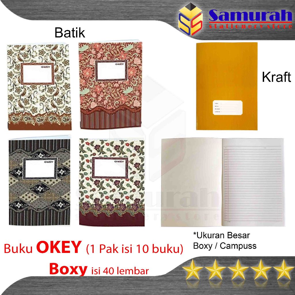 Jual Buku Tulis BOXY OKEY isi 40 Lembar Motif Kraft / Batik Produk KIKY ...