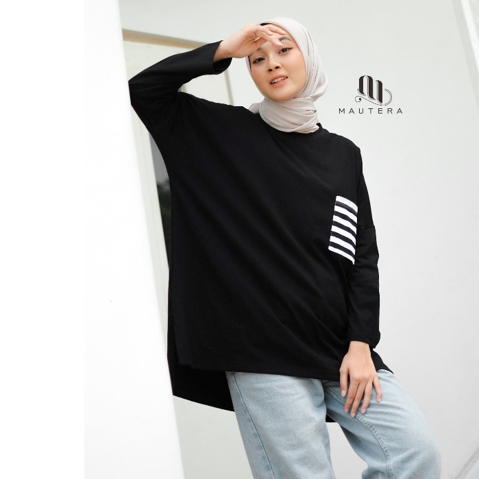 Jual Mautera Kaos Oversize Wanita Lengan Panjang Cotton Combed Soft ...