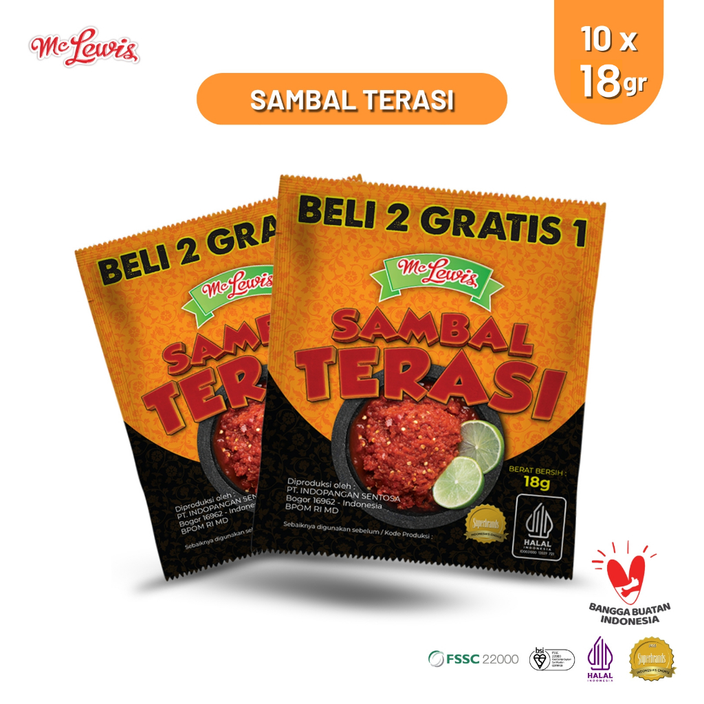 Jual Mc Lewis Sambal Terasi Sachet 10 x 18g | Shopee Indonesia