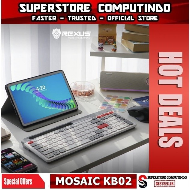 Jual Keyboard Rexus KB02 Dual Connection Bluetooth & Wireless With ...