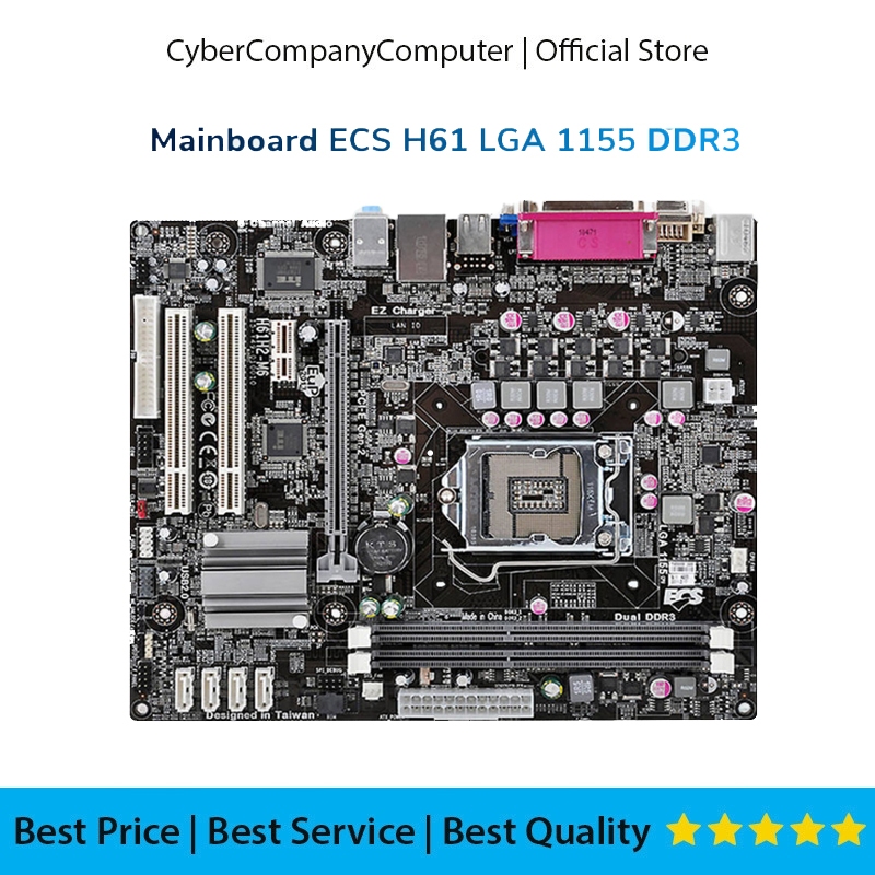 Jual Mainboard ECS H61 LGA 1155 DDR3 Support Gen 3 | Shopee Indonesia