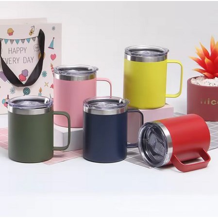 Jual Tumbler Mug Kopi dan teh Premium dengan gagang dan tutup acrylic ...