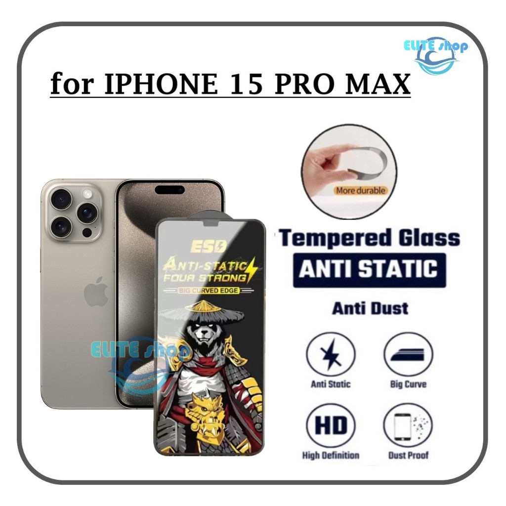 Jual IPHONE 15 PRO MAX TEMPERED GLASS PREMIUM -TG ANTI STATIC ESD ...