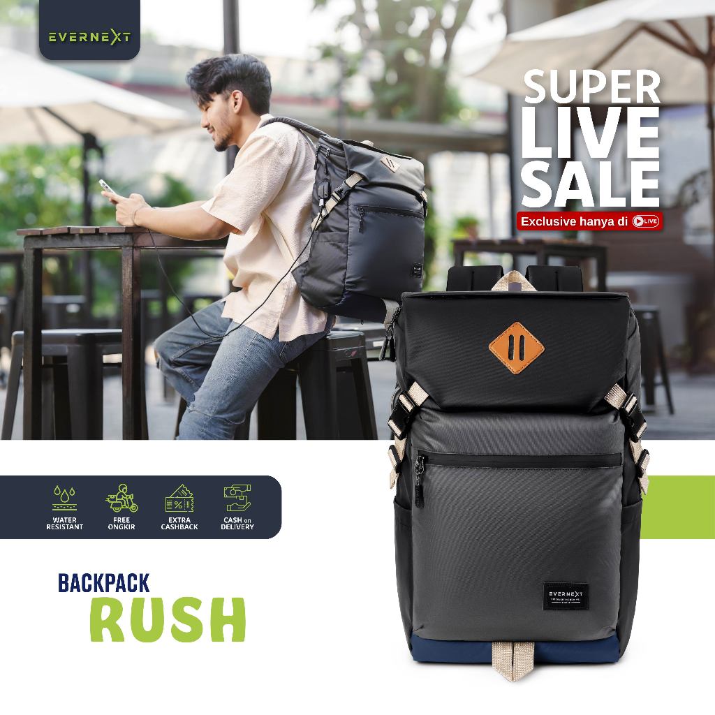 Jual Evernext - Tas Ransel Pria Waterproof Tas Sekolah Cowok Backpack Laptop Rush Tas Kuliah ...