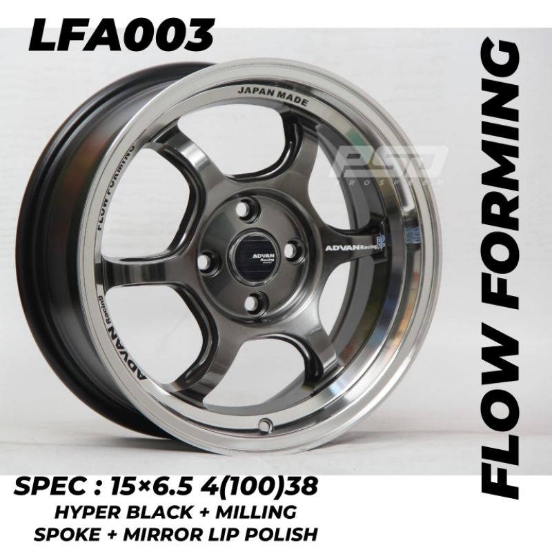 Jual velg advan rgd ring 15 lebar 6.5 et38 pcd 4x100 warna hyper black lip polish | Shopee Indonesia