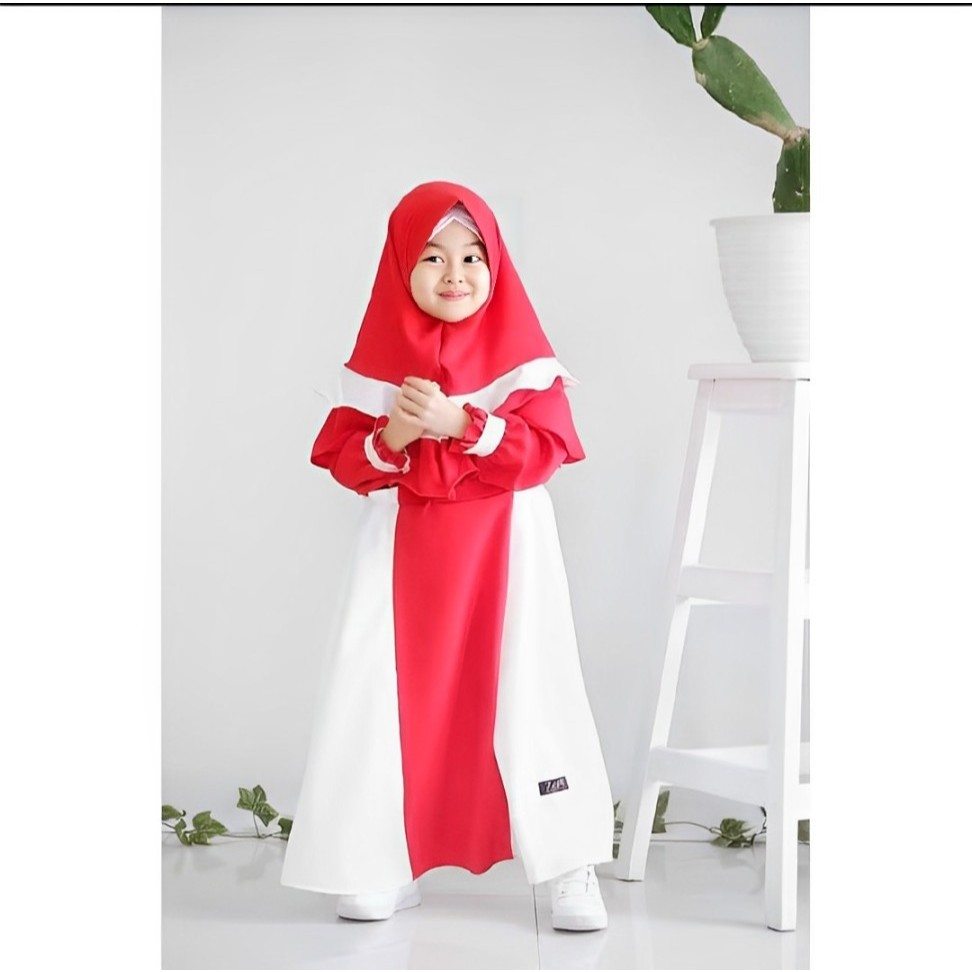 Jual Purnama Kids Gamis Dan Jilbab Anak Perempuan Muslim Merah putih ...