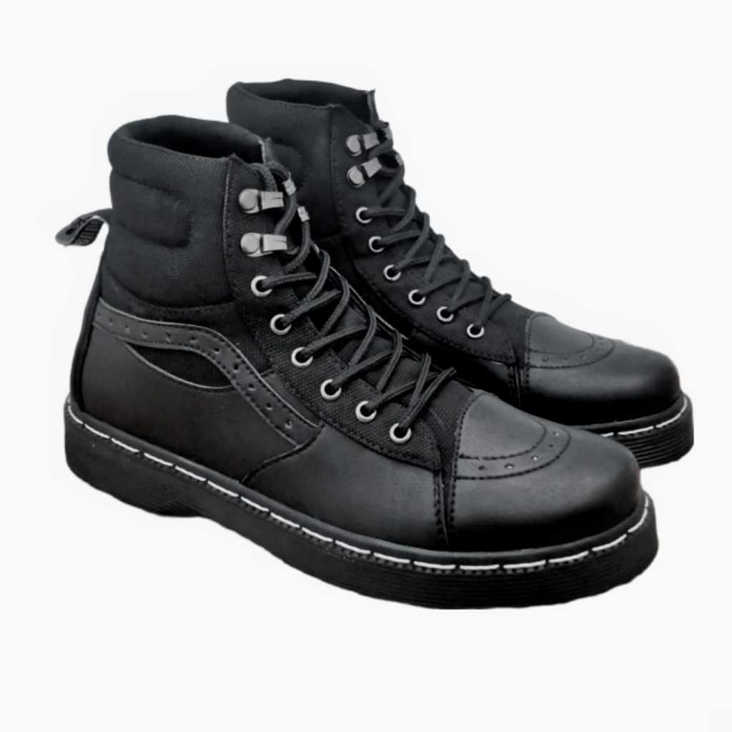 Jual GOGO Van Edward Sepatu Pantofel Boots Tinggi Hitam Pria Docmart ...