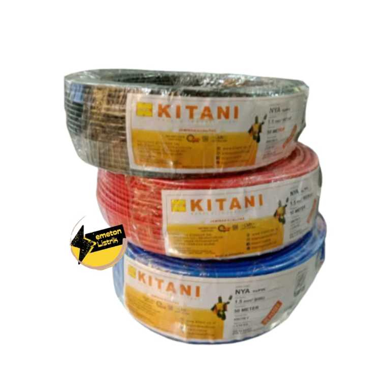Jual KABEL NYA TEMBAGA 1.5MM 1 ROL 50 METER BIRU, MERAH, HITAM KITANI ...