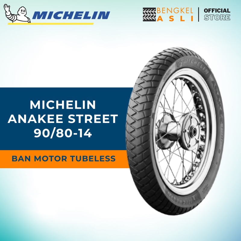 Jual Ban Motor MICHELIN ANAKEE STREET Ring 14 90/80-14 Tubeless (TL) | Shopee Indonesia