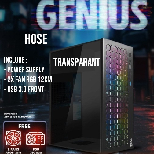 Jual Casing PC HOSE include Power Supply 2x FAN RGB | Shopee Indonesia